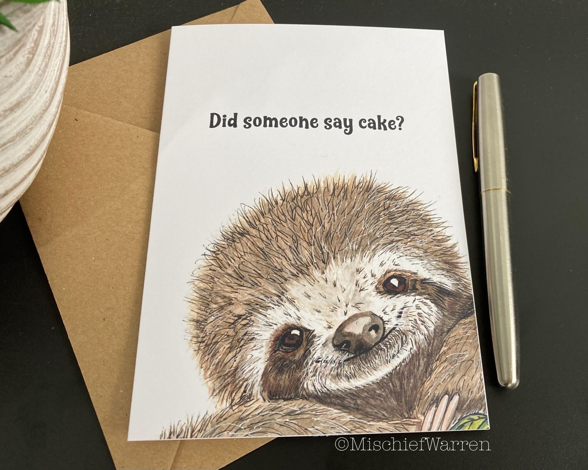 Sloth Birthday Card ~ Did Someone Say Cake? Funny Card for Sloth Lover ...