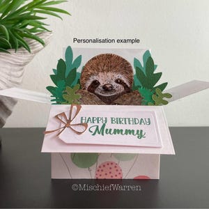 Sloth Birthday Card. Handmade, 3D Sloth in a Box, Blank or Personalised ...