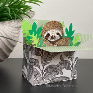 Sloth Card. 3D Box Card. Blank or Personalised for Any Occasion ...