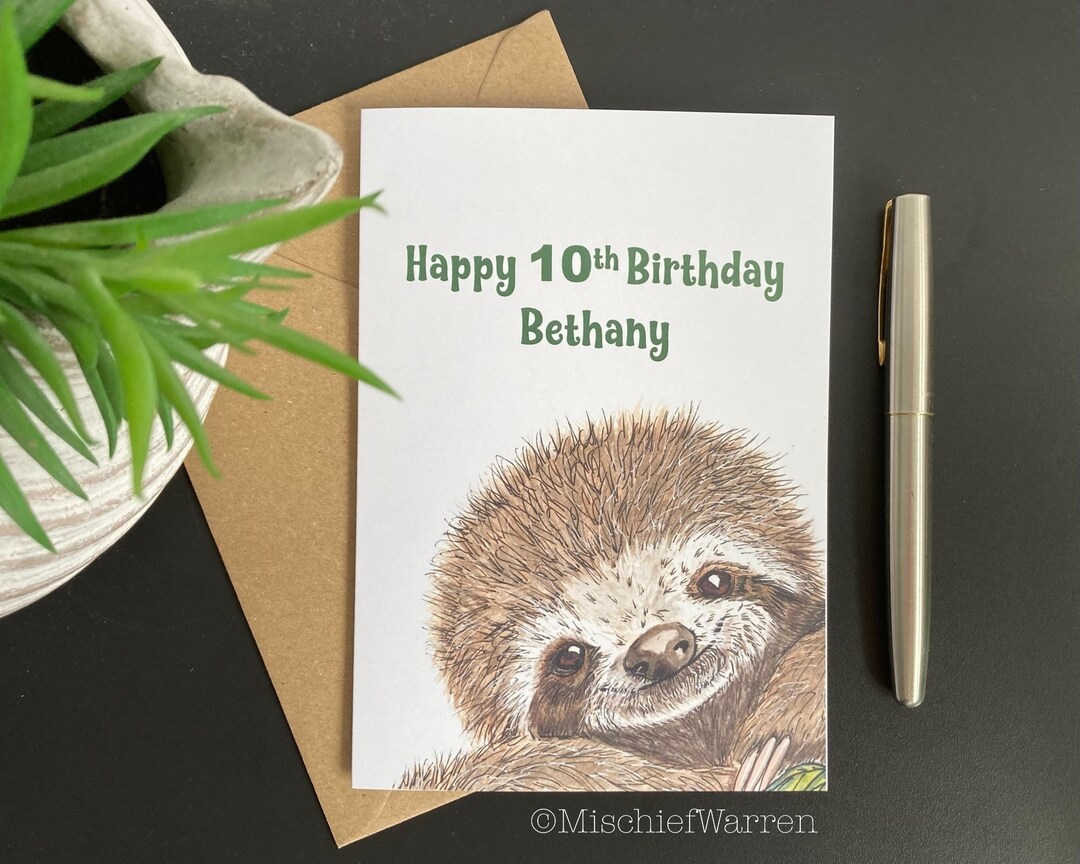 Sloth Birthday Card. Personalised Name Age Sloth Card From My Sloth ...