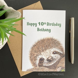 Sloth Birthday Card. Personalised Name Age Sloth Card From My Sloth ...