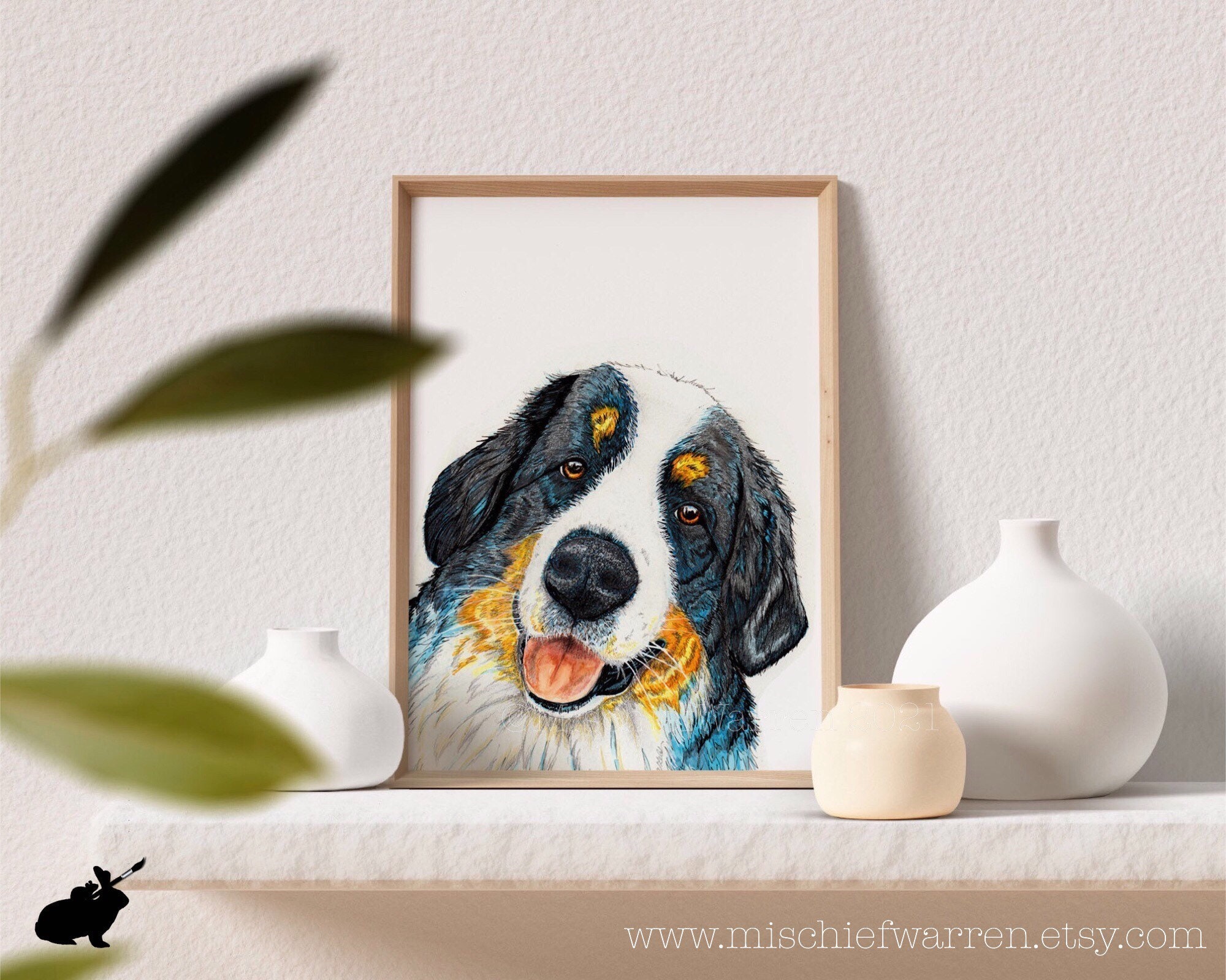 Bernese Mountain Dog Art Print From My Watercolour Painting. - Etsy
