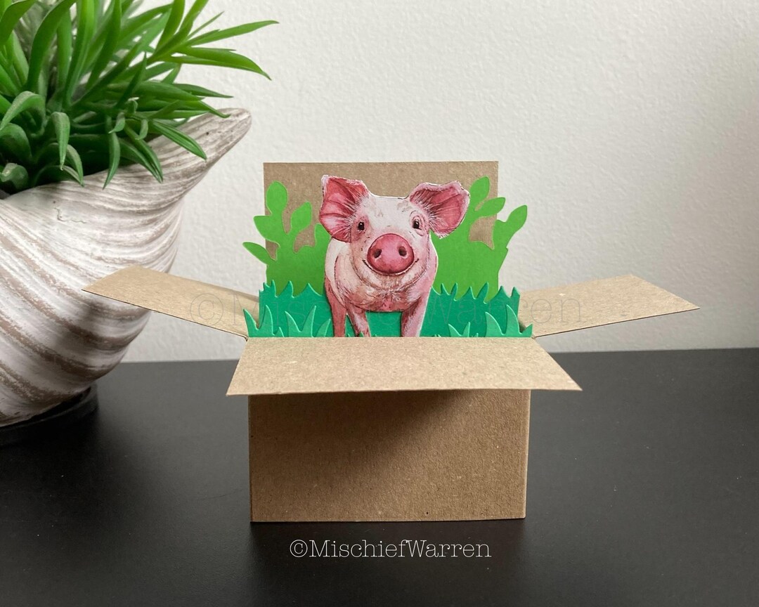 3D Piglet Card; Personalised or Blank for Any Occasion. Pig Gift Card ...