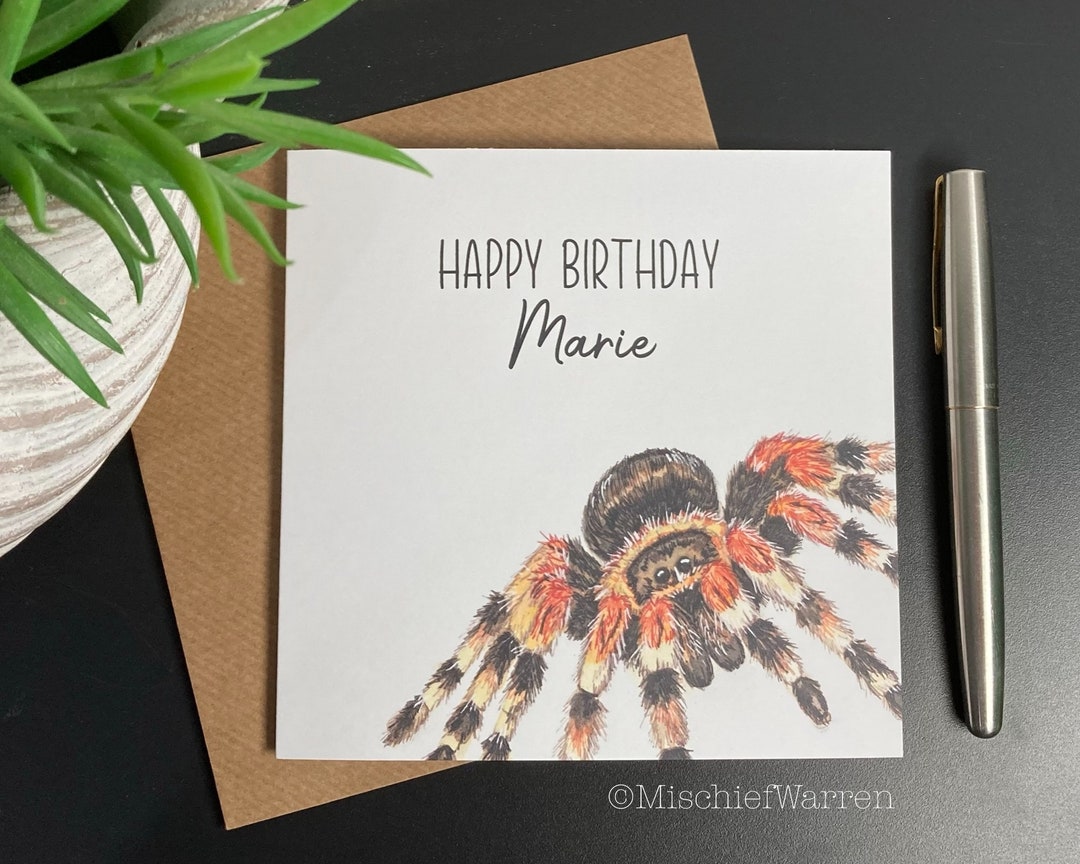 Personalised Tarantula Spider Birthday Card: for Spider Lover. - Etsy