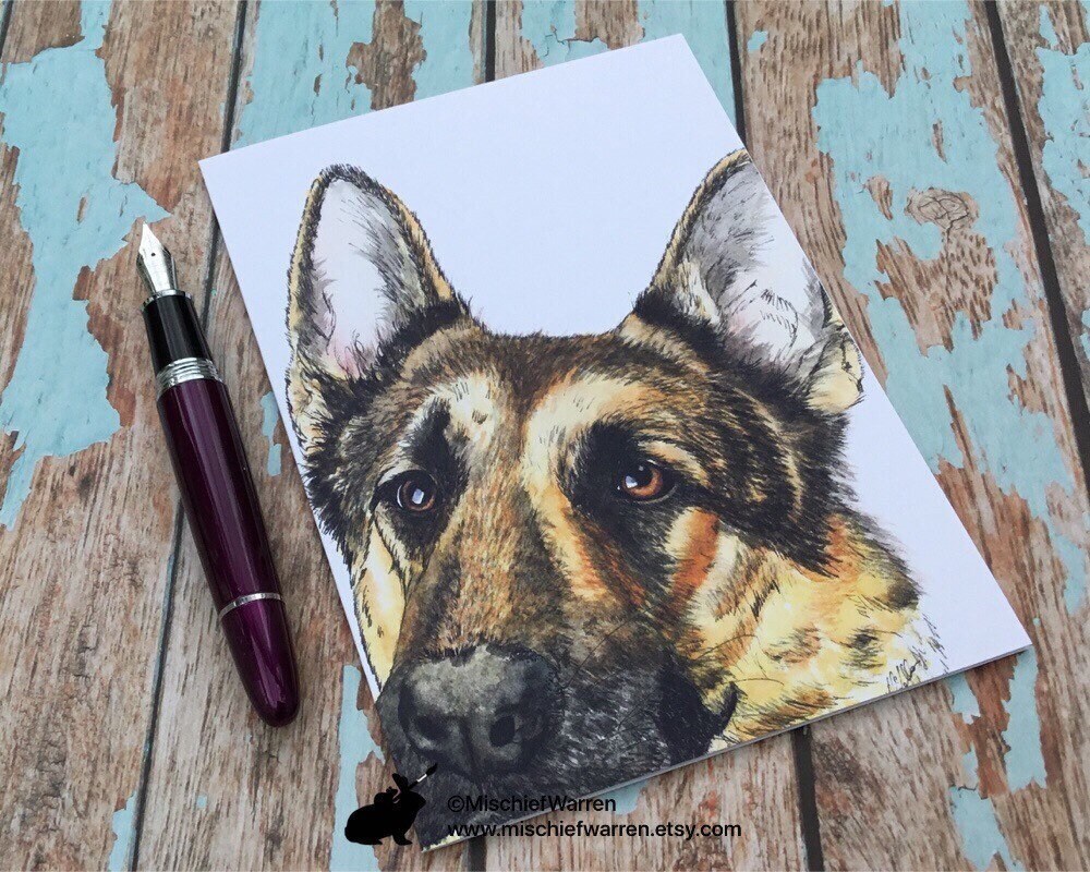 Personalised dog card Handpainted card Custom card Birthday card Card ...