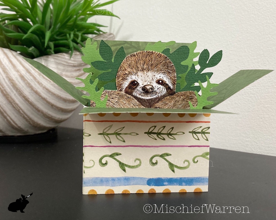 Sloth 3D Box Card. Handmade, Sloth in a Box, Personalised For Birthday ...