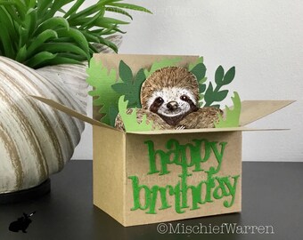 Happy Birthday Sloth Card - Etsy