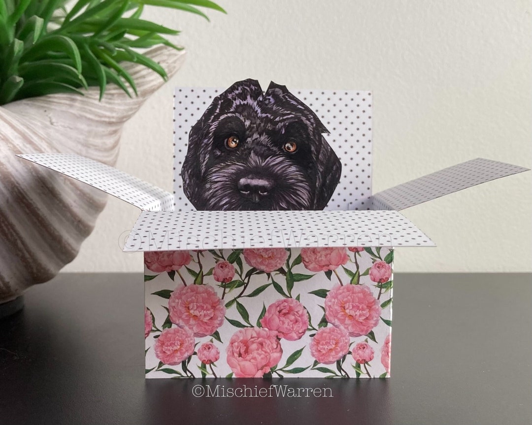 Black Cockapoo Card. 3D Box Card, Blank or Personalised. Thank You ...