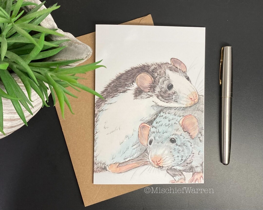 Fancy Rats Card. Blank or Personalised For; Birthday, Thank You, Easter ...