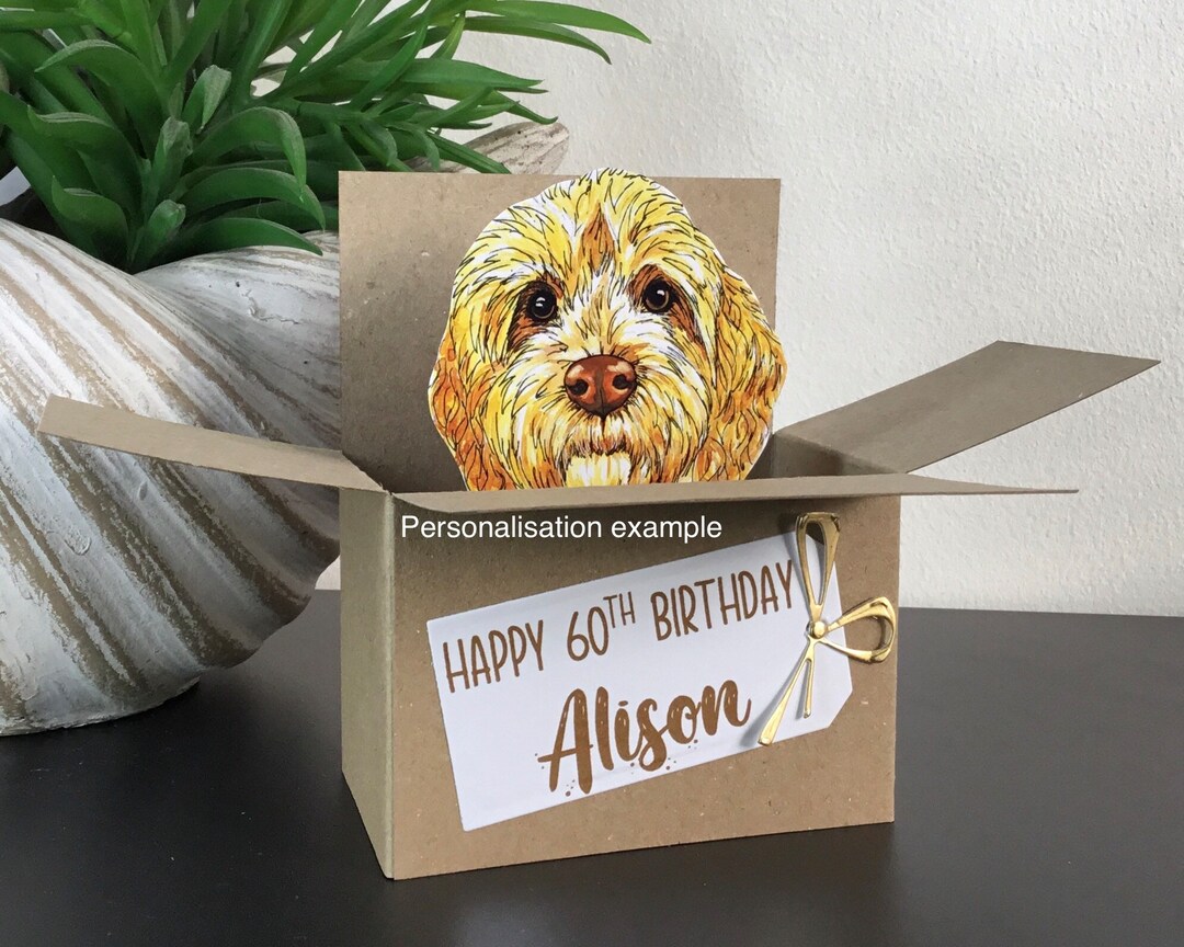 Gold Cockapoo Labradoodle Box Card. 3D Blank or Personalised - Etsy UK