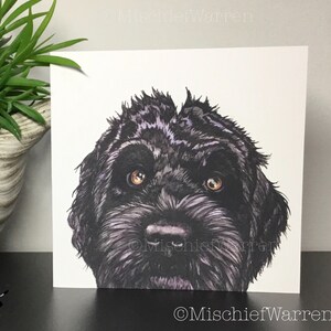 Black Cockapoo Dog Art Card. Handmade, Blank + Can Be Personalised for ...