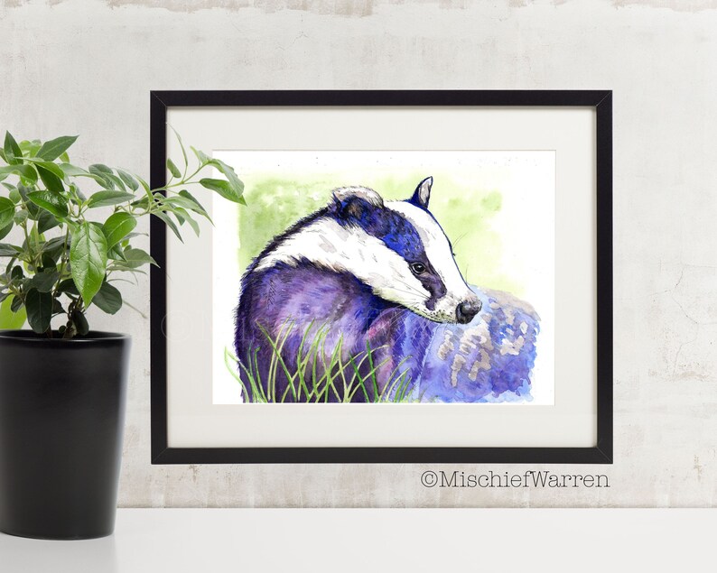 Badger Art Print From My Watercolour Painting. British - Etsy