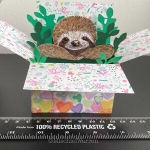 Sloth Card. 3D Love Hearts Sloth Box Card. Blank or Personalised ...