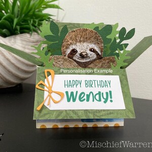 Sloth Card. 3D Box Card. Blank or Personalised for Any Occasion ...