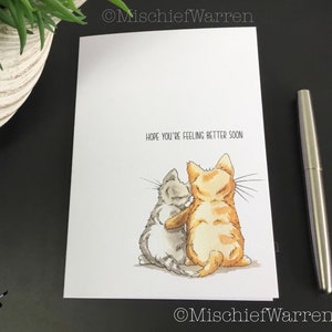 Hope Youre Feeling Better Soon. Handmade Get Well Kittens Card for Cats ...