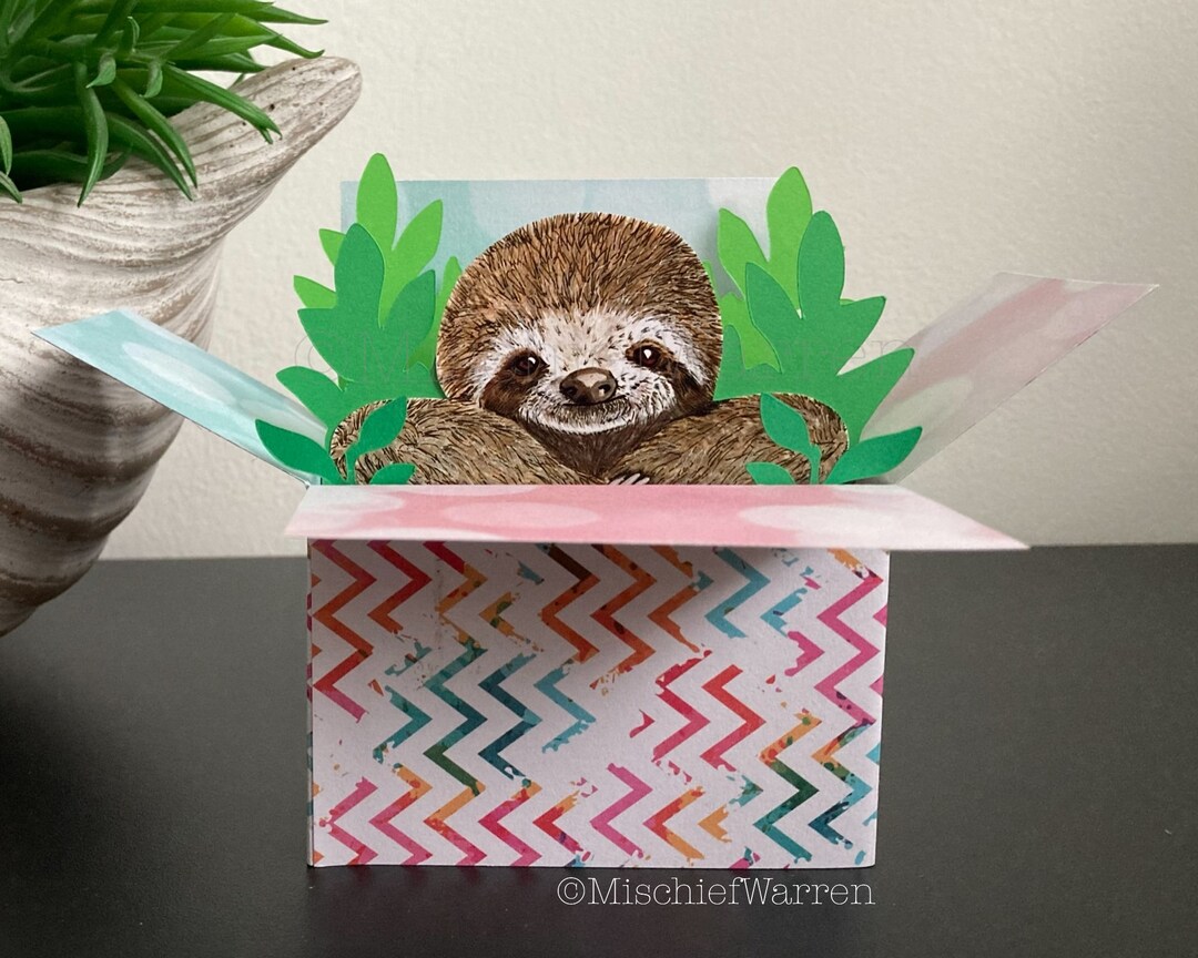 Buy Sloth in a Box Card. Blank or Personalised; Birthday, Easter ...