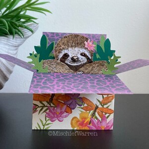 Sloth Card. 3D Box Card. Blank or Personalised Birthday, Mothers Day ...