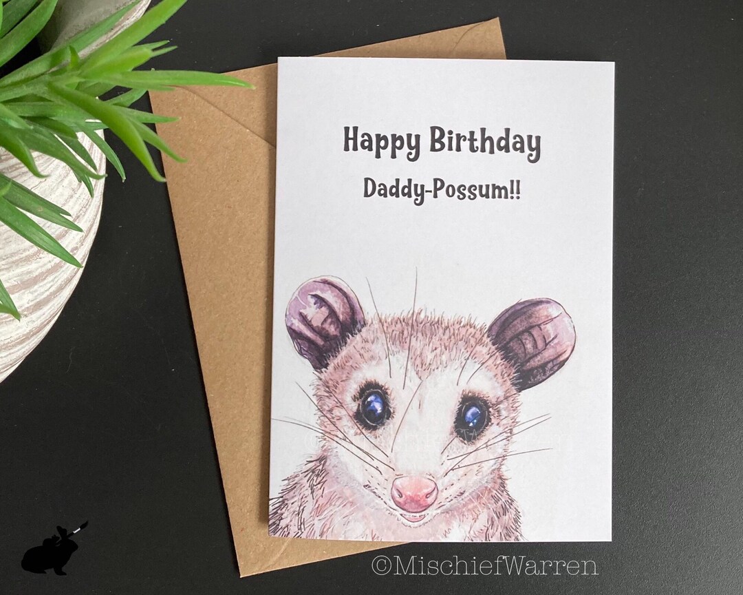Opossum Card. Blank or Personalised Opossum Card; Birthday, Easter ...
