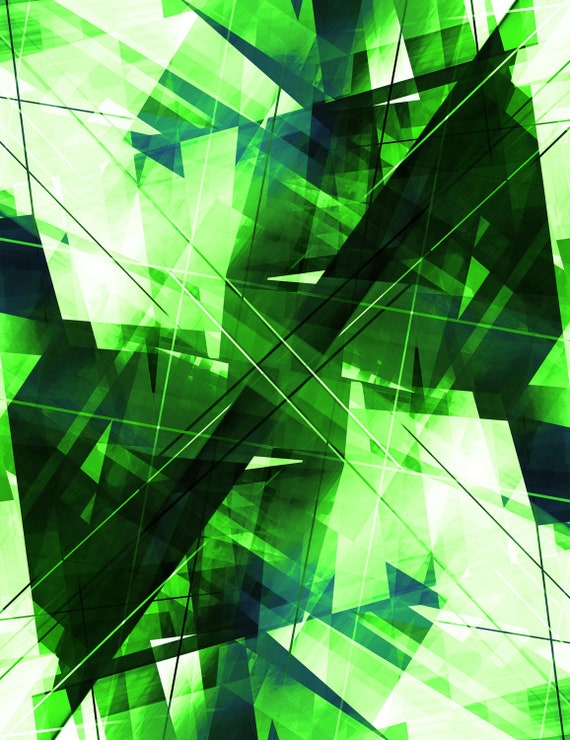Geometric Abstract Art Print Green 'elemental' - Etsy