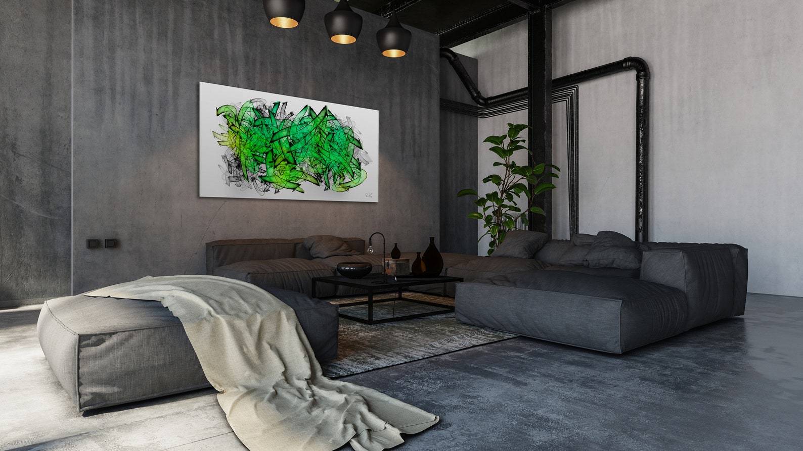 Large Graffiti Wall Art, Large Abstract Painting, Urban Contemporary ...