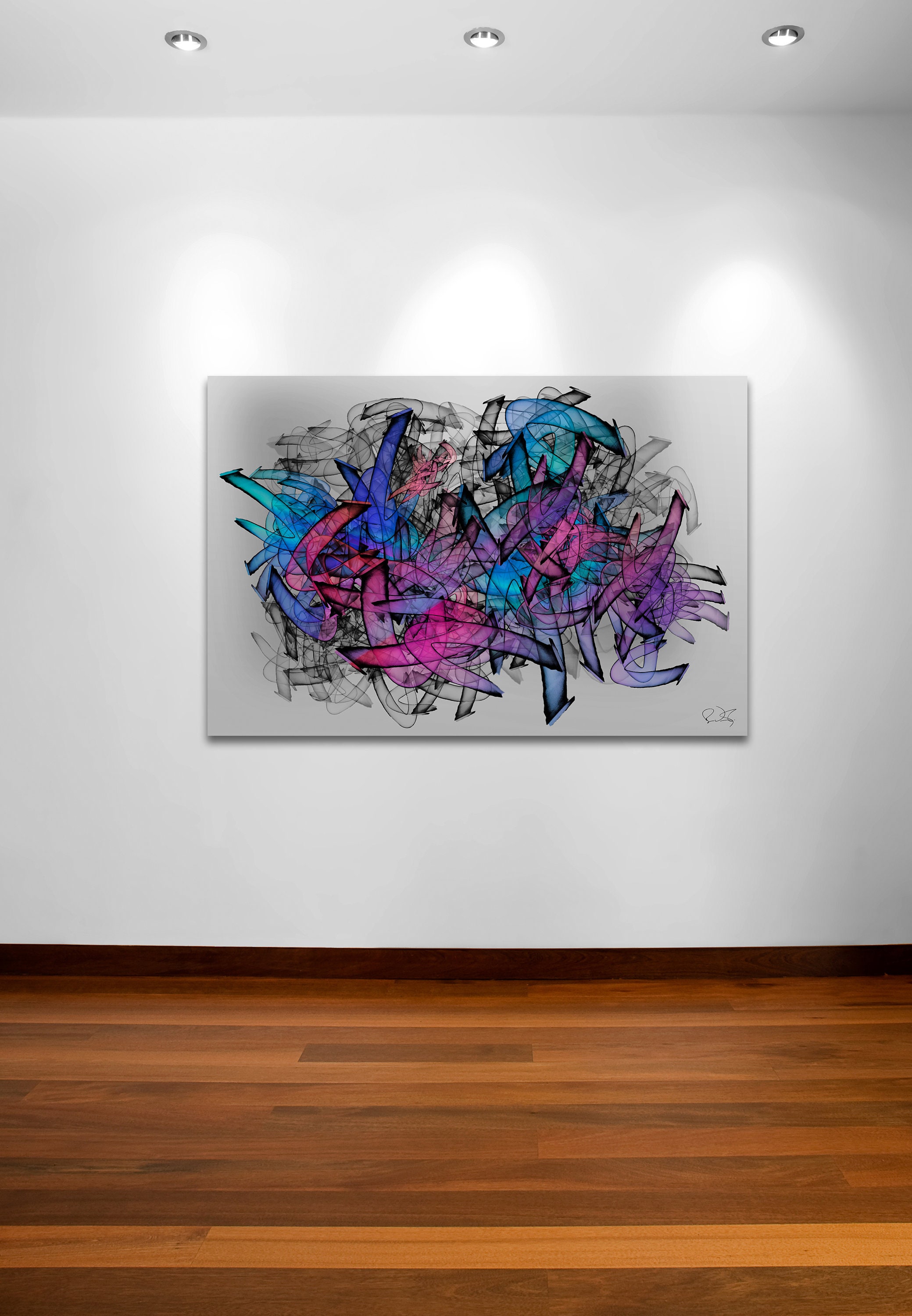 Arte de pared grande - Graffiti abstracto moderno 'enredado en color ...