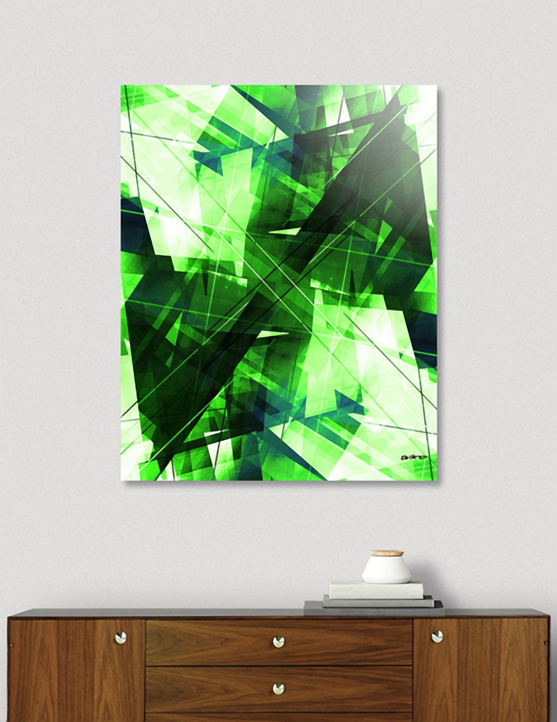 Geometric Abstract Art Print Green 'elemental' - Etsy