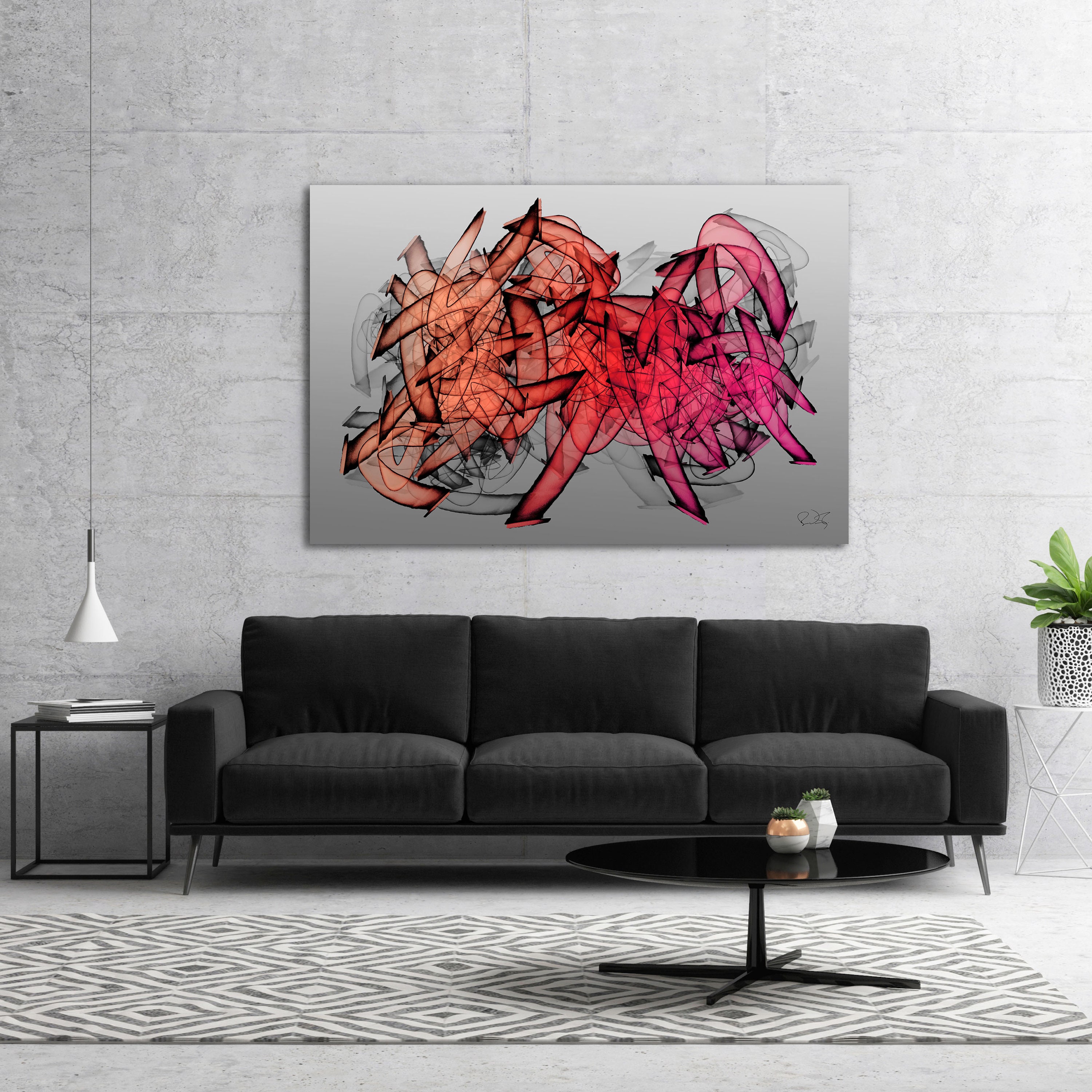 Modern Abstract Graffiti Wall Art, Large Contemporary Street Art ...