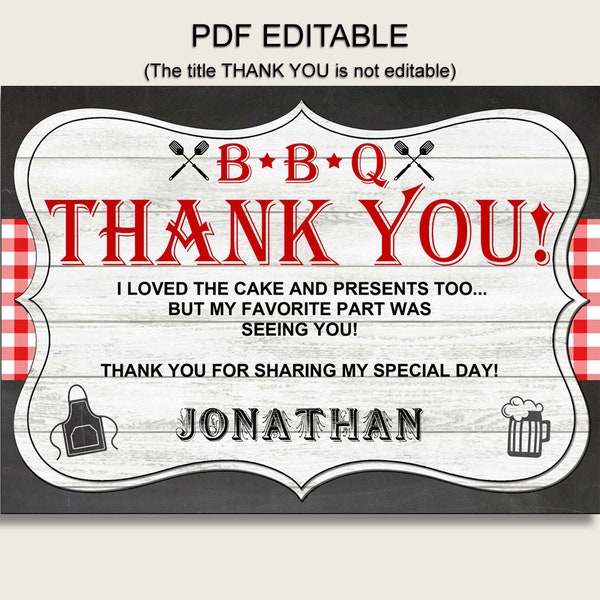 Barbecue Thank You - Etsy