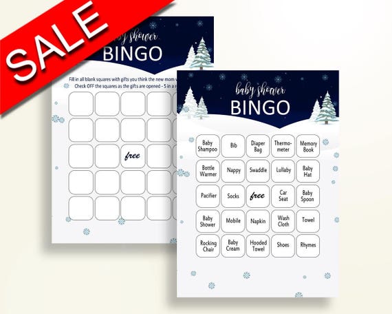 Bingo Baby Shower Bingo Winter Baby Shower Bingo Baby Shower | Etsy