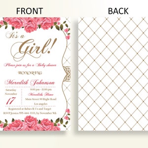 Roses Baby Shower Invitations Printable Digital or Printed - Etsy