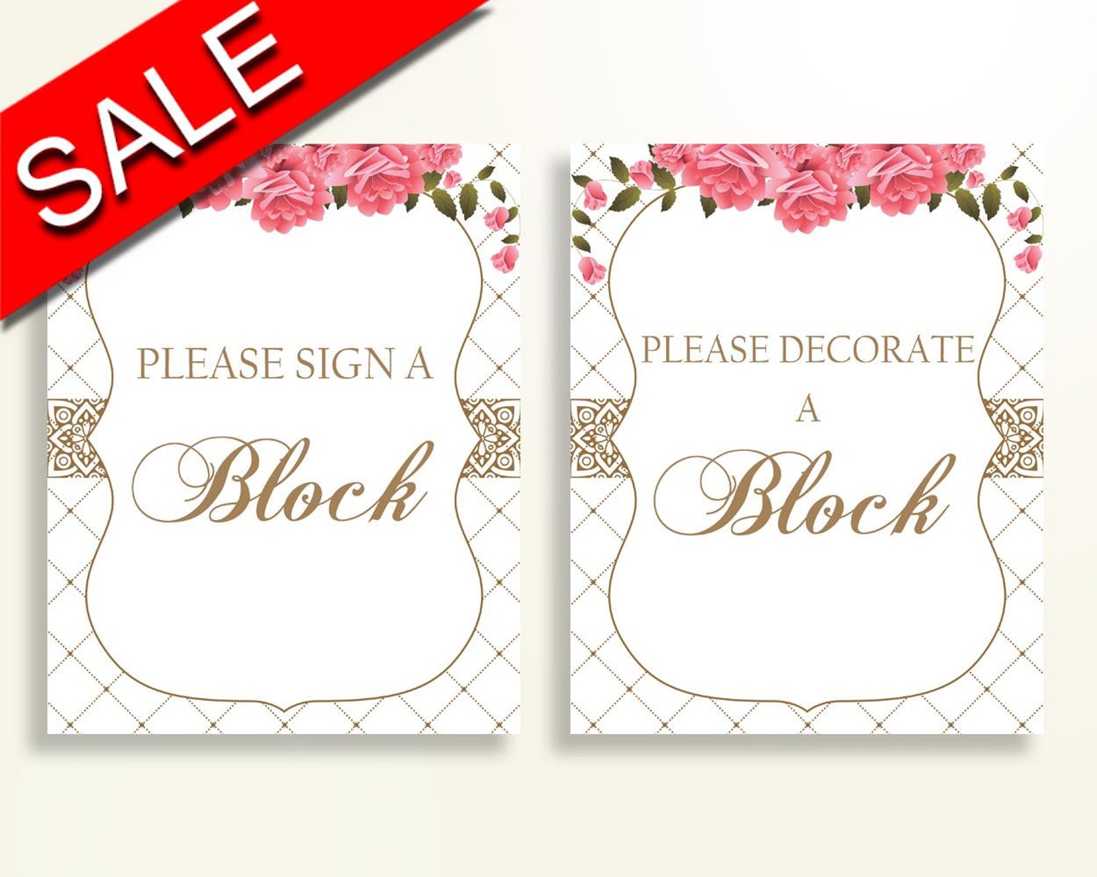 Sign A Block Baby Shower Decorate A Block Roses Baby Shower - Etsy