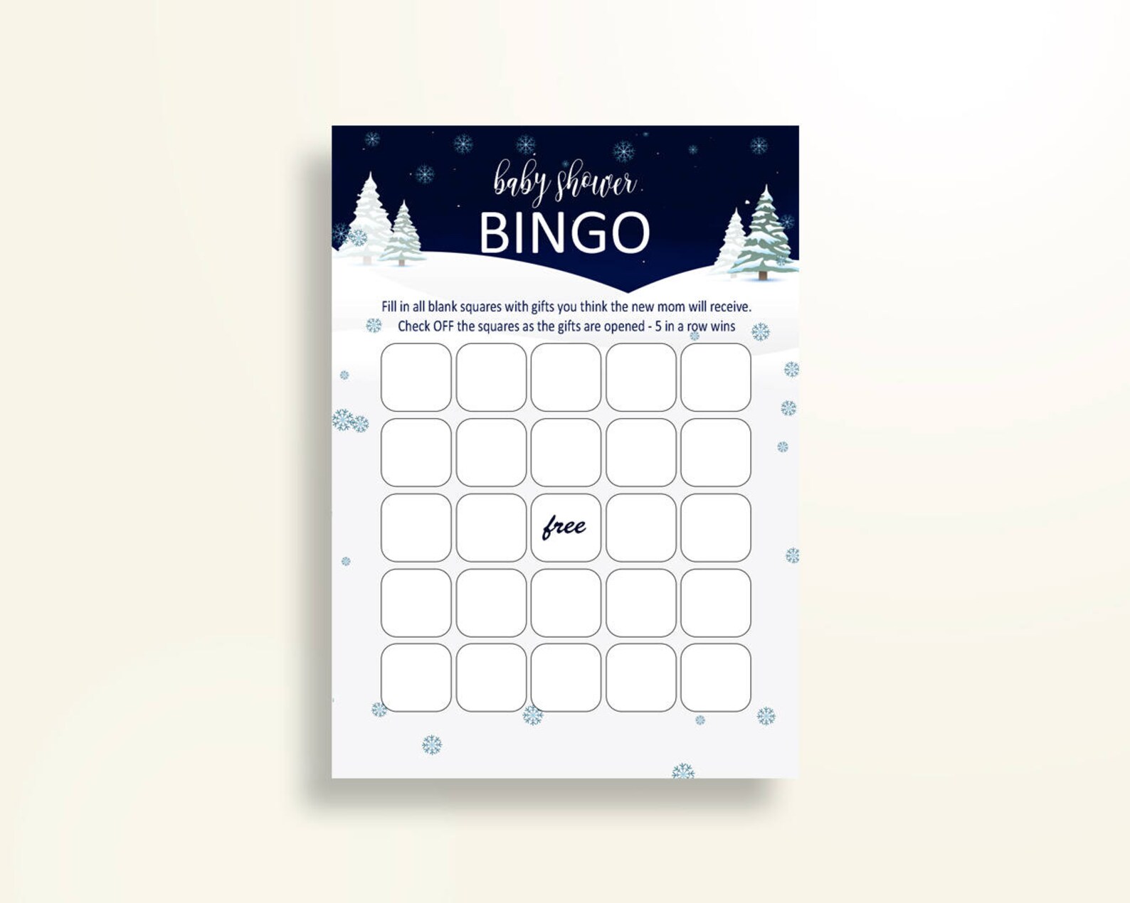 Bingo Baby Shower Bingo Winter Baby Shower Bingo Baby Shower | Etsy