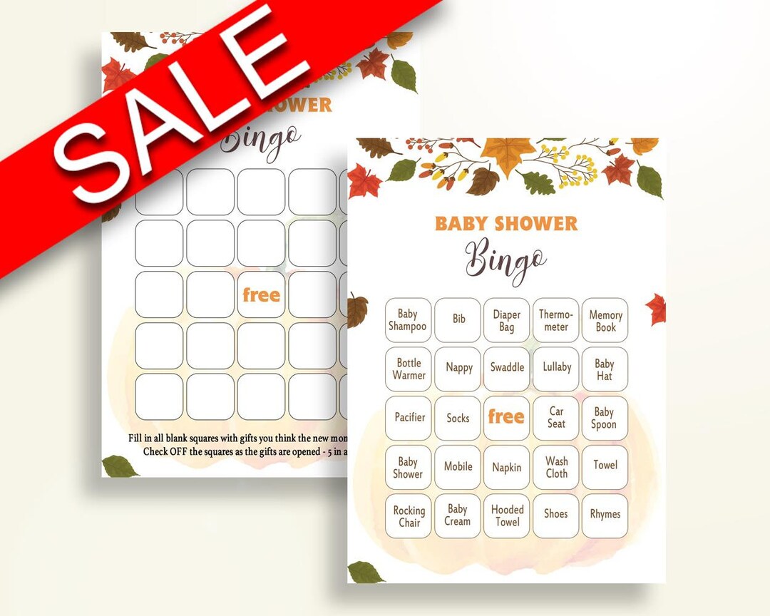 Bingo Baby Shower Bingo Autumn Baby Shower Bingo Baby Shower - Etsy