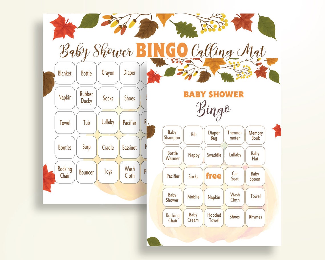 Bingo Baby Shower Bingo Autumn Baby Shower Bingo Baby Shower - Etsy