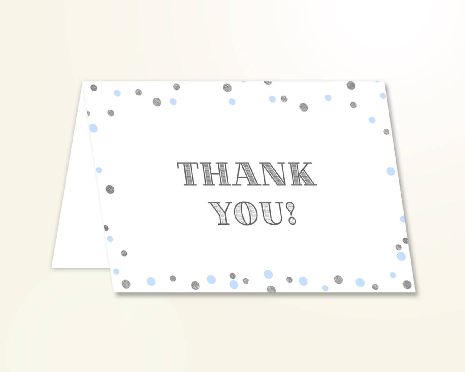 Thank You Card Baby Shower Thank You Card Blue and Silver Baby - Etsy