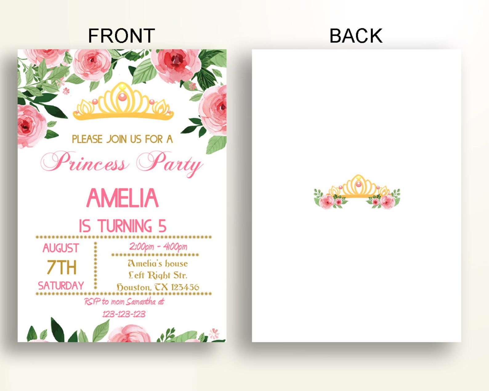 Princess Birthday Invitation Princess Birthday Party - Etsy