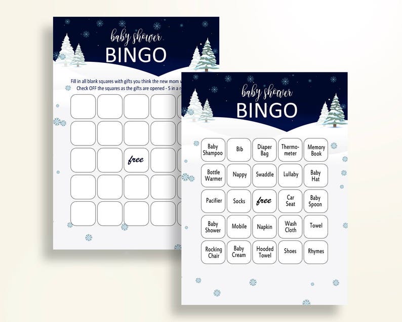 Bingo Baby Shower Bingo Winter Baby Shower Bingo Baby Shower | Etsy