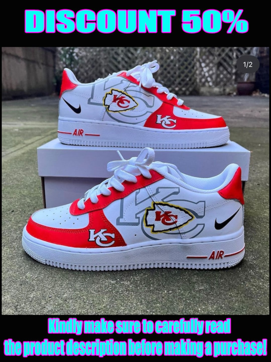 Custom Kansas City Chiefs Air Force 1, Chiefs Football Shoes, AF1 ...