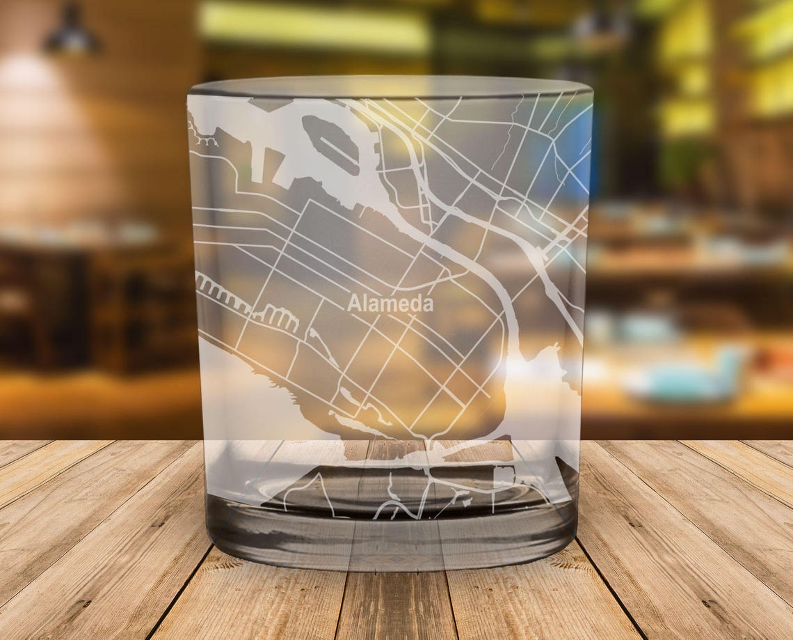 Alameda California Map Whiskey Glass Gift | Etsy