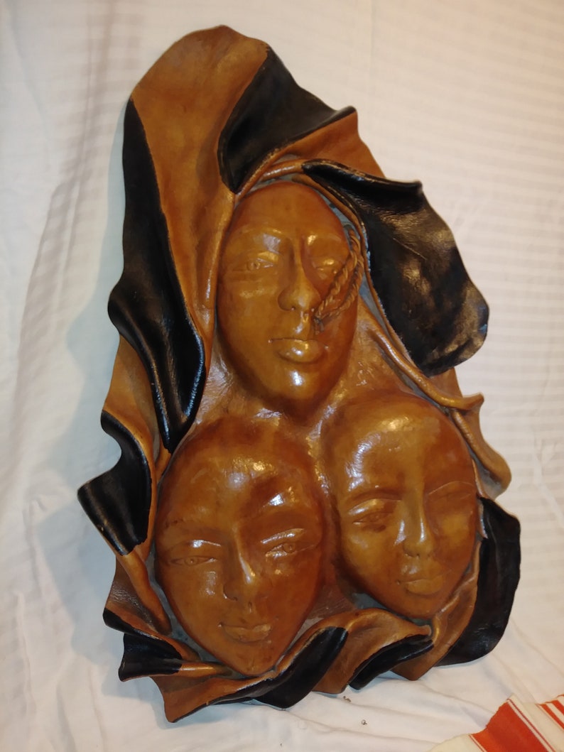 Female (3 Face) African Tanned Bush Cow Wall Mask - Etsy