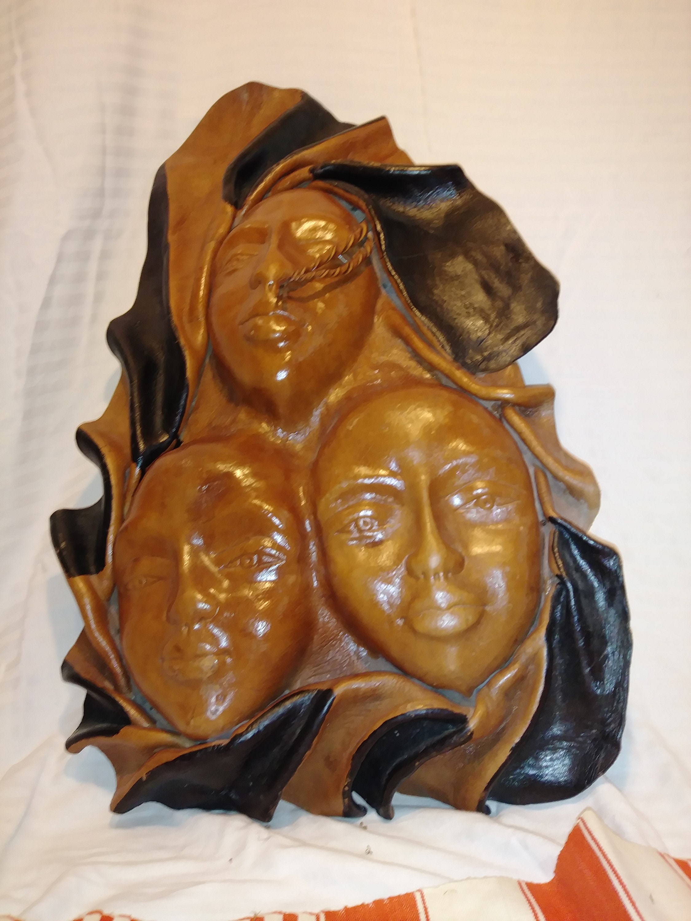 Female (3 Face) African Tanned Bush Cow Wall Mask - Etsy