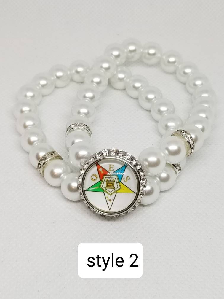 Order of Eastern Star OES Pearl Charm Bracelet - Etsy