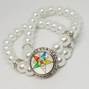 Order of Eastern Star OES Pearl Charm Bracelet - Etsy