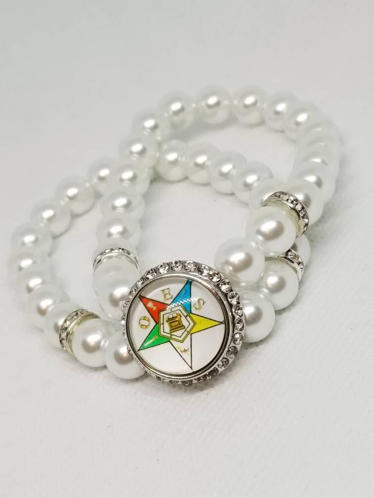 Order of Eastern Star OES Pearl Charm Bracelet - Etsy