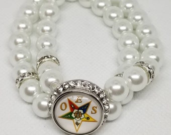 Order of Eastern Star OES Pearl Charm Bracelet | Etsy