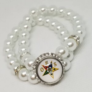 Order of Eastern Star OES Pearl Charm Bracelet - Etsy