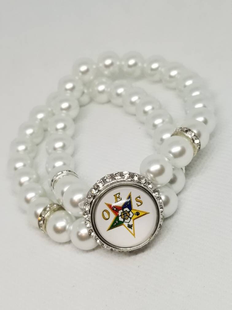 Order of Eastern Star OES Pearl Charm Bracelet | Etsy