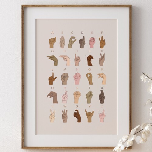 Alphabet Sign Language Art Print Diverse Language and Skin | Etsy