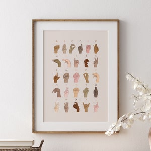 Alphabet Sign Language Art Print Diverse Language and Skin Tones ...