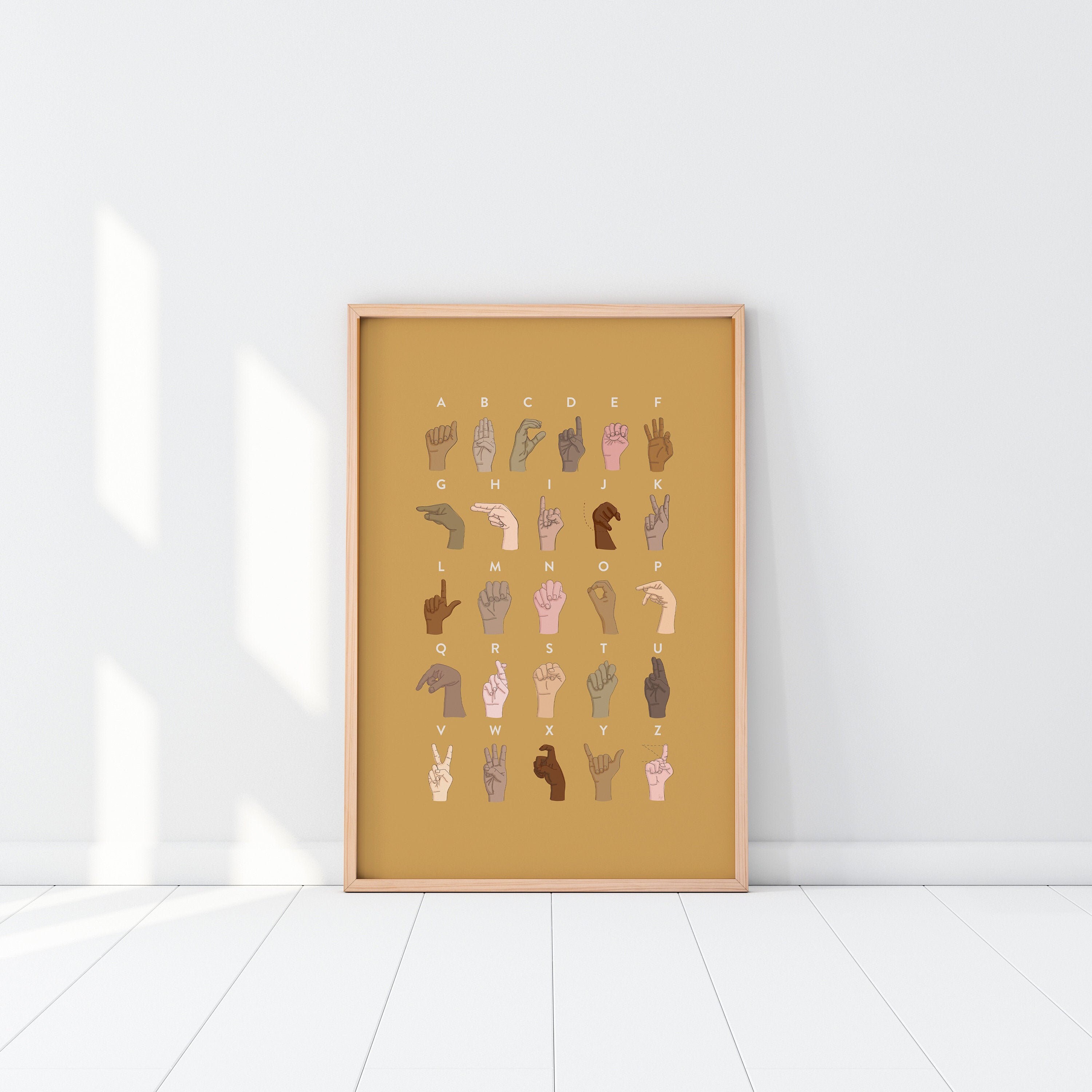Alphabet Sign Language Art Print Diverse Language Skin Tones Colorful ...